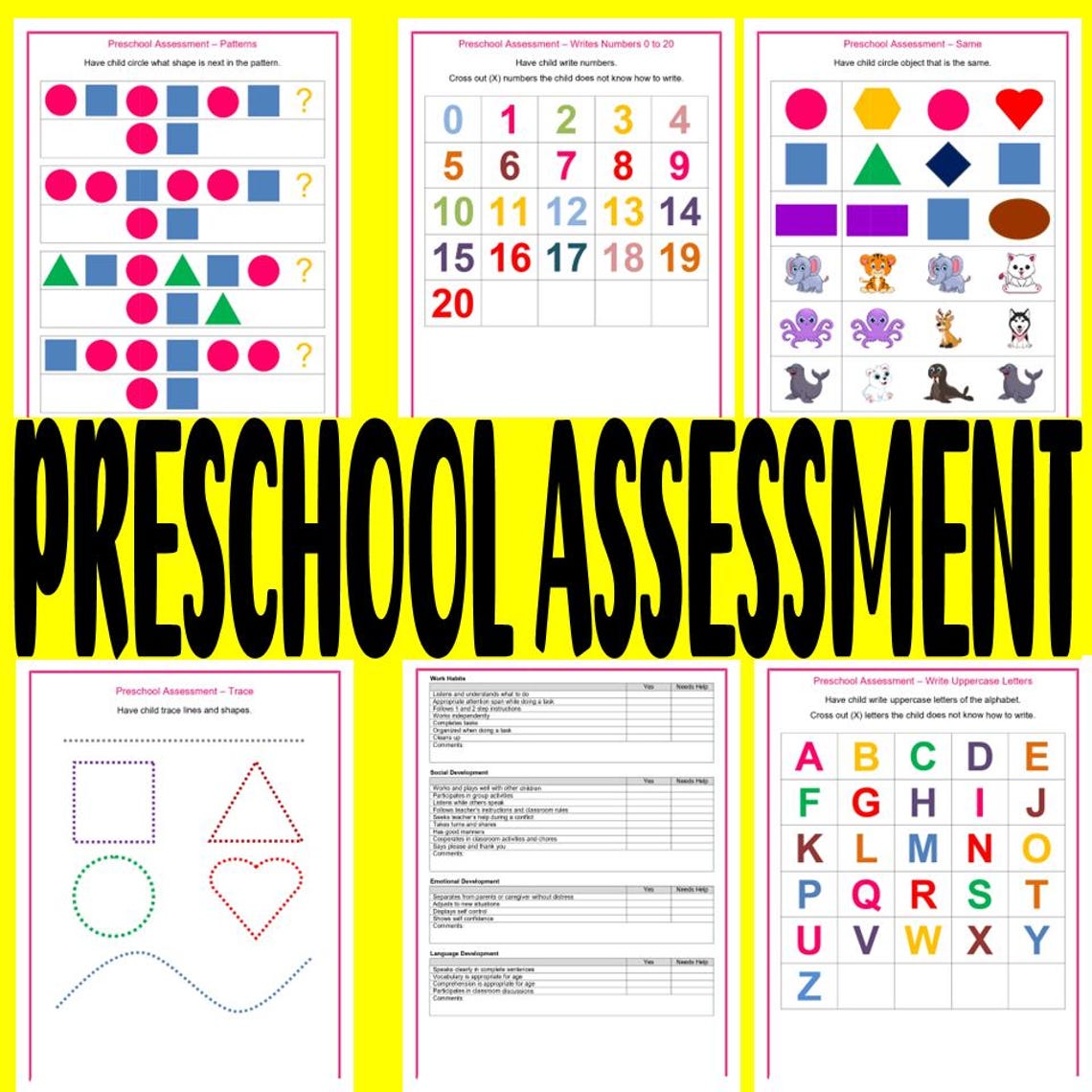 Preschool Assessment Printables - Etsy