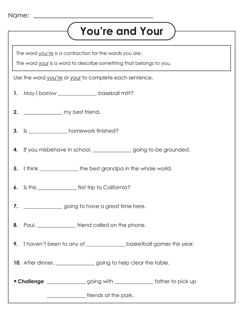 Printable Homophone Worksheets: Classroom Grammar (PDF) - Etsy