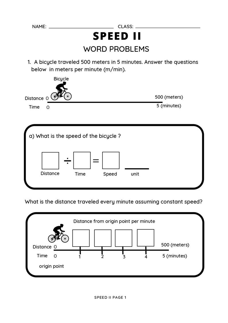 Speed, Distance, and Time Worksheets - Etsy