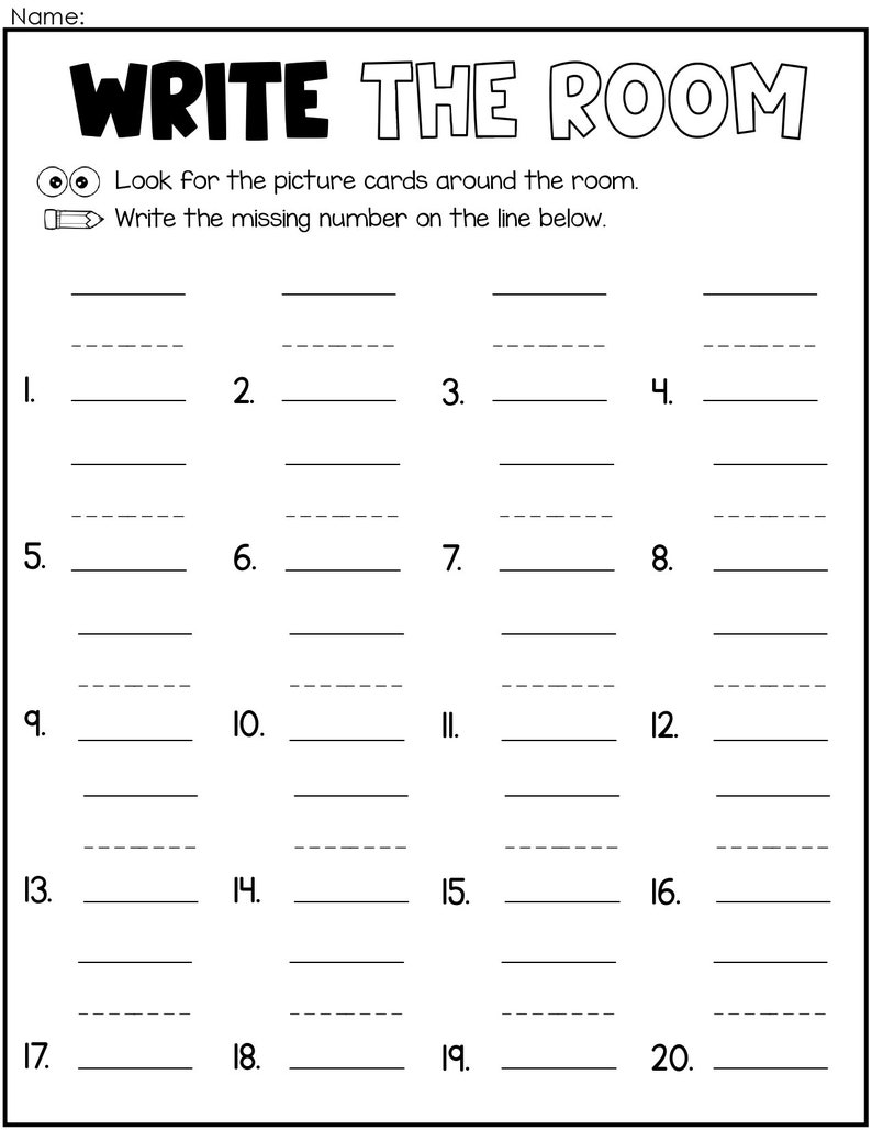Write the Room Kindergarten Activity | Missing Number - Etsy