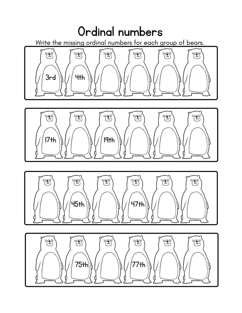 Ordinal Numbers Worksheets - Etsy