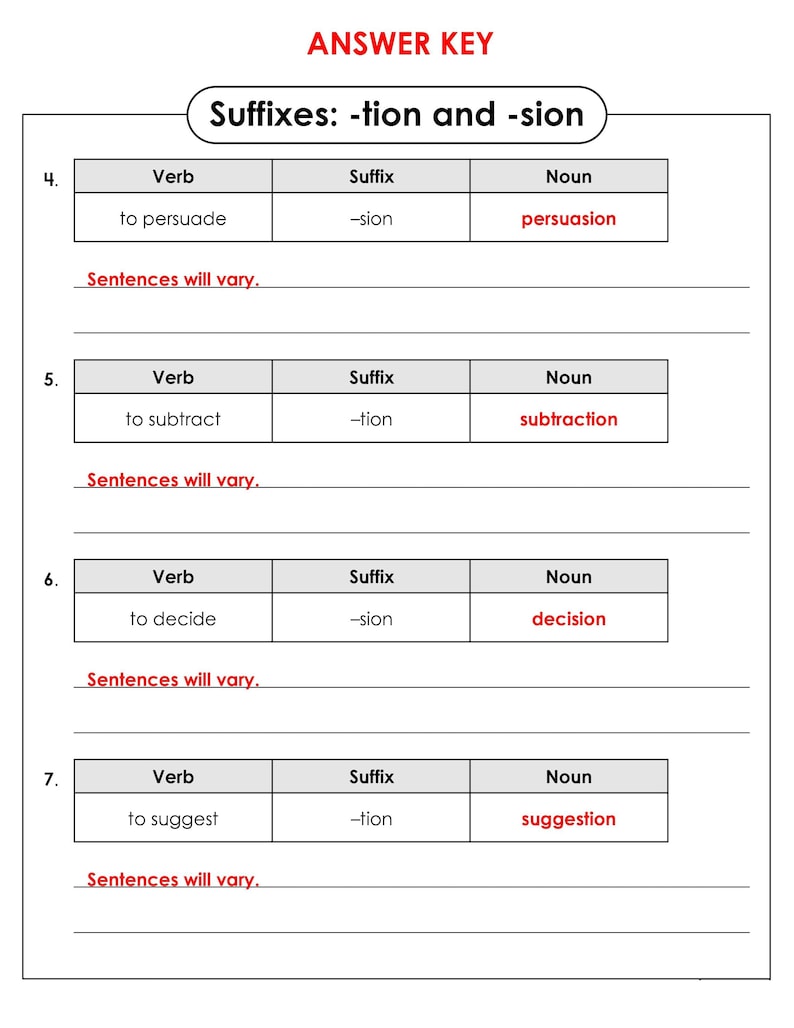 Suffix and Suffix Activity Worksheets - Etsy