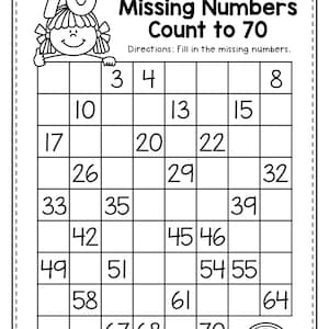 Missing Numbers Worksheets | Counting up to 100 - Etsy