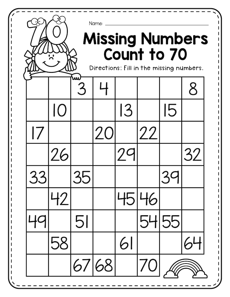 Missing Numbers Worksheets | Counting up to 100 - Etsy