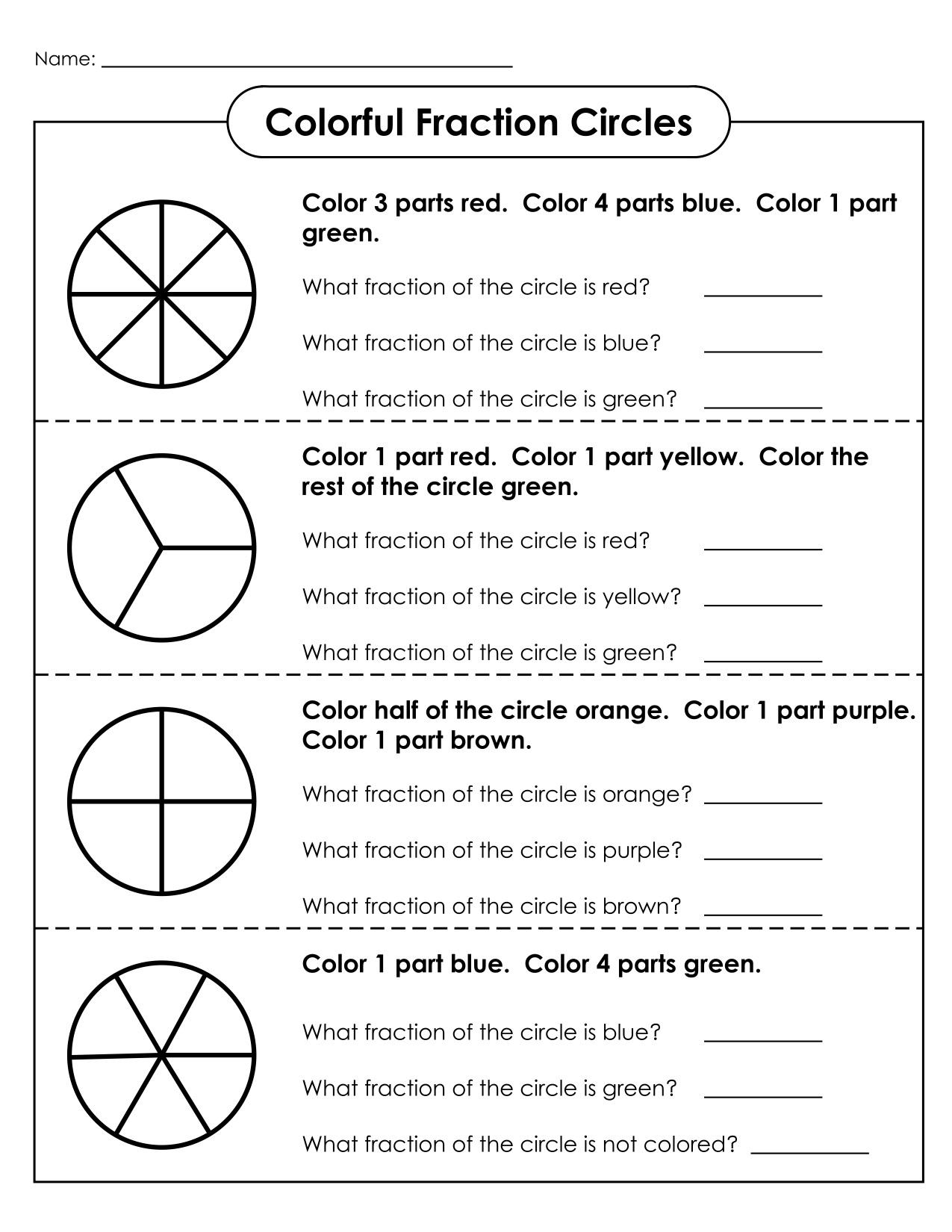 Basic Fractions Worksheets | First to First Grade - Etsy