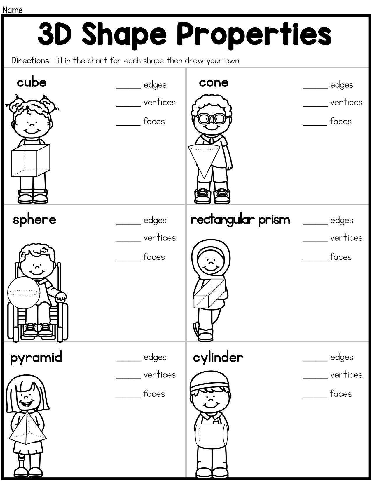 Geometry Worksheets | Second Grade Math - Etsy