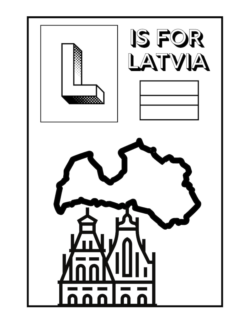 Countries Coloring Alphabet Pages | A - Z - Etsy