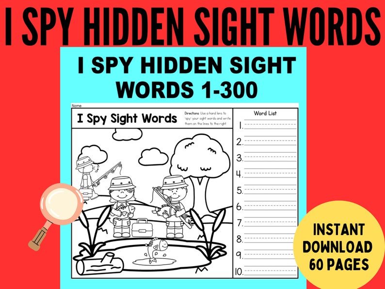I Spy Hidden Sight Words 1-300 - Etsy