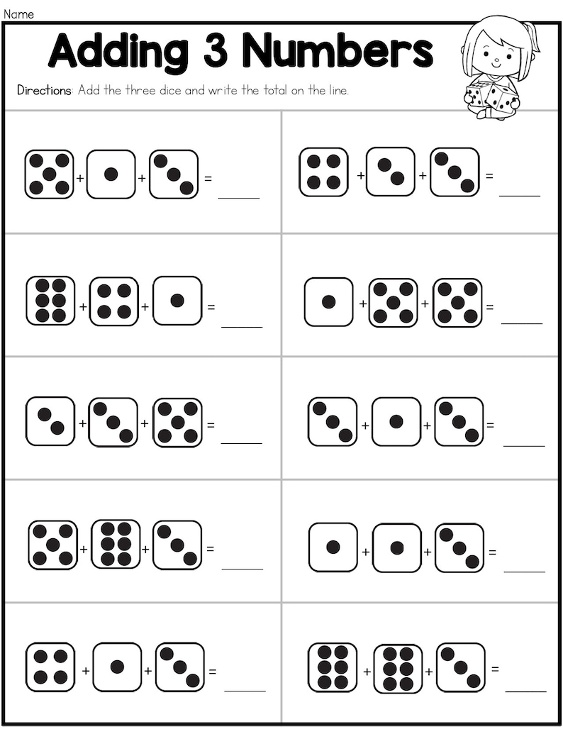 Math Packets – Adding Three Numbers - Etsy