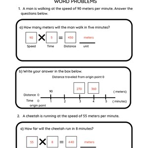 Speed, Distance, and Time Worksheets - Etsy