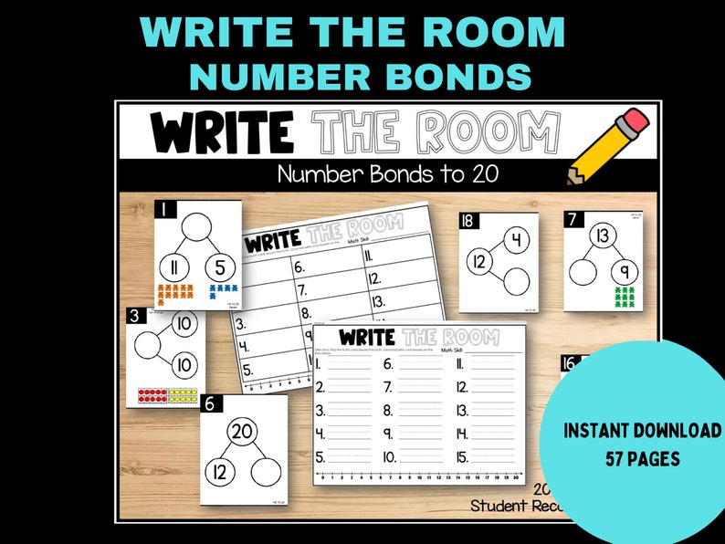 Write the Room Activity for First Grade | Number Bonds to 20 - Etsy