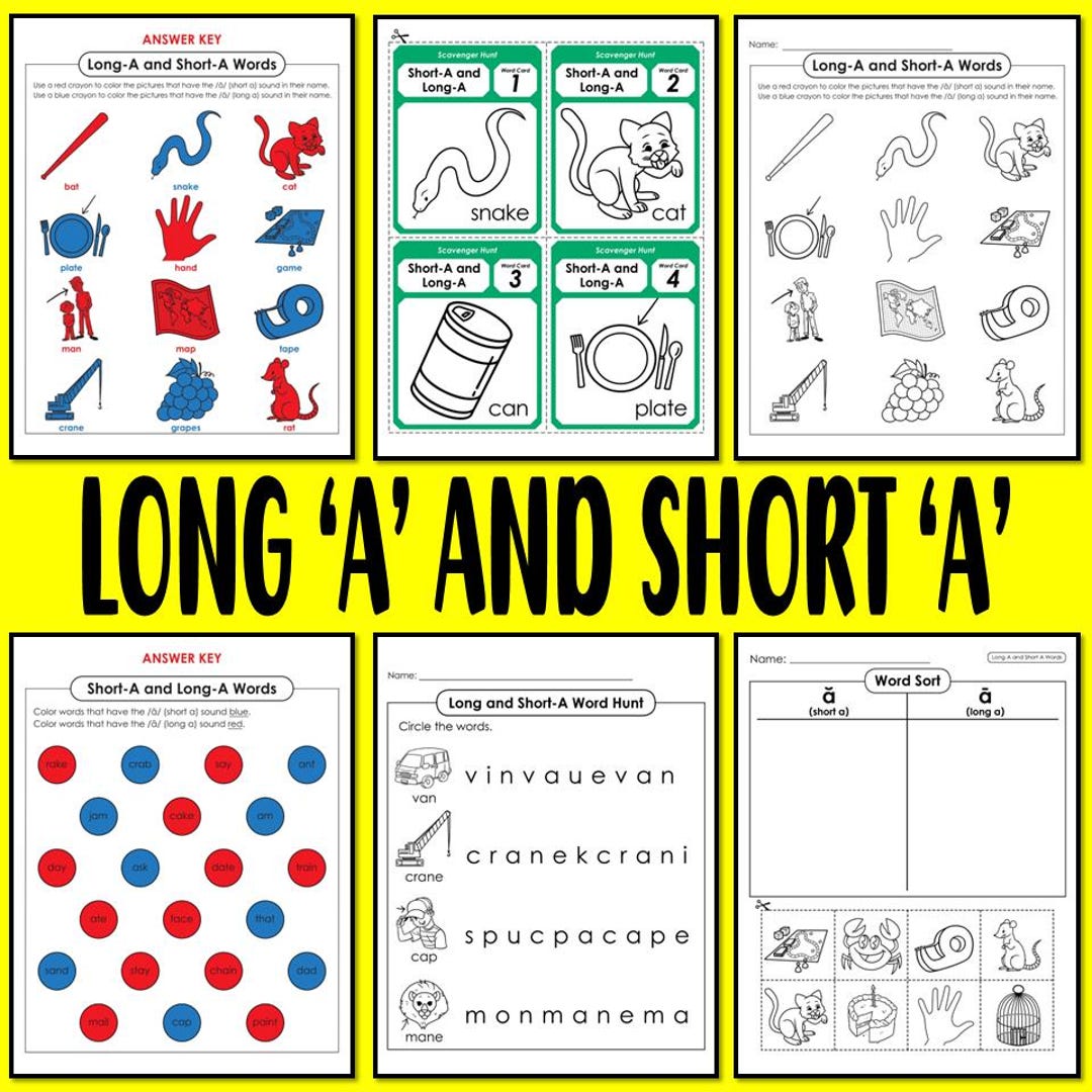 Long A and Short A Worksheets | Science of Reading - Etsy