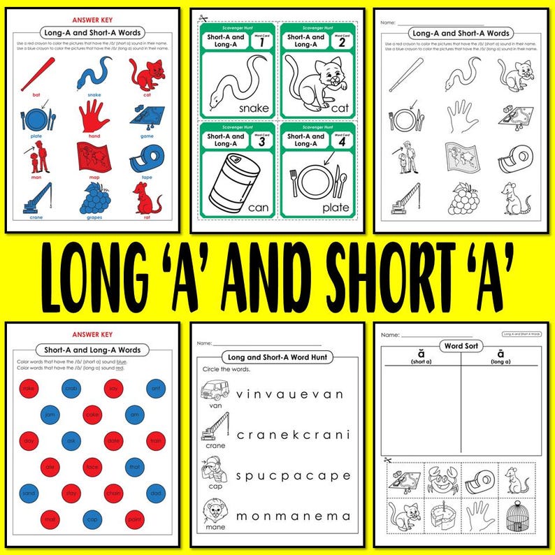 Long A and Short A Worksheets | Science of Reading - Etsy