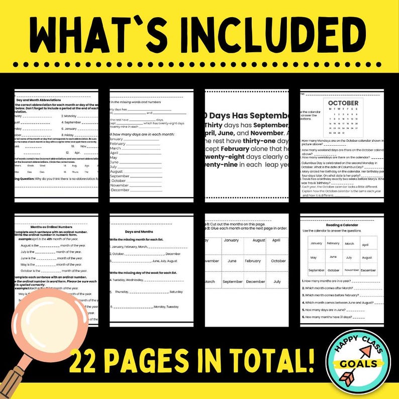 Calendar Worksheets | Weeks, Days, Months, Years Activity Worksheets - Etsy