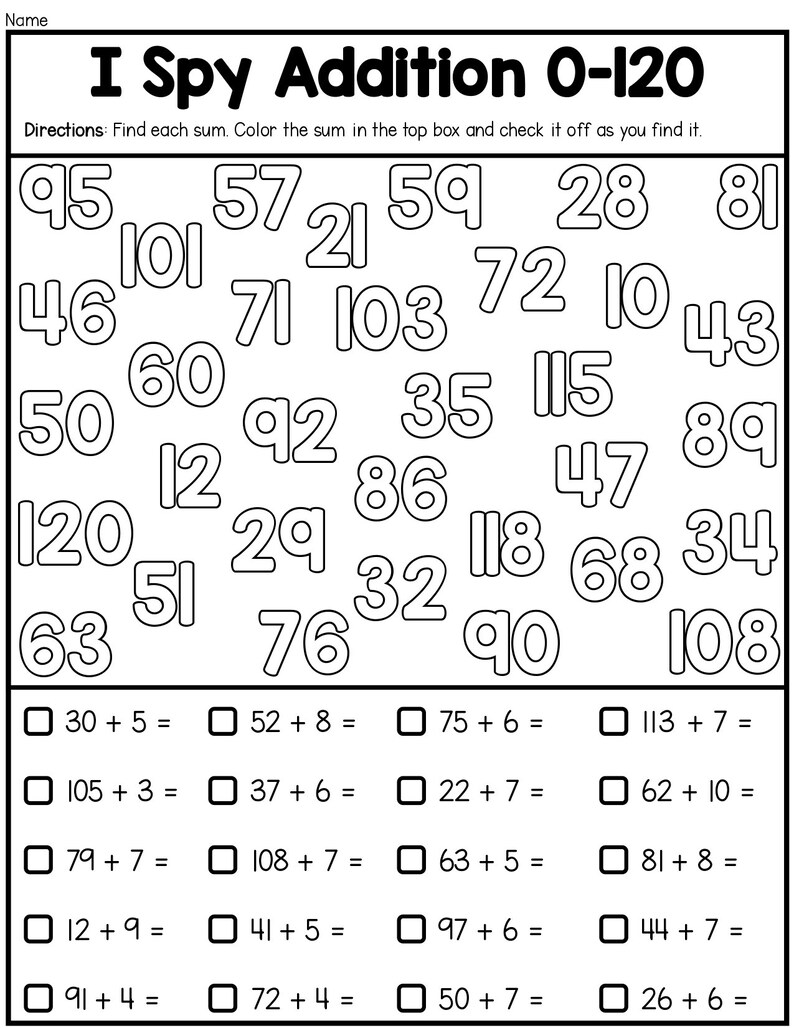 I Spy Math Printable Worksheets for Kids K-2 - Etsy