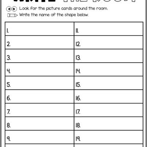 Write the Room Kindergarten Activity | 2D & 3D Shapes - Etsy