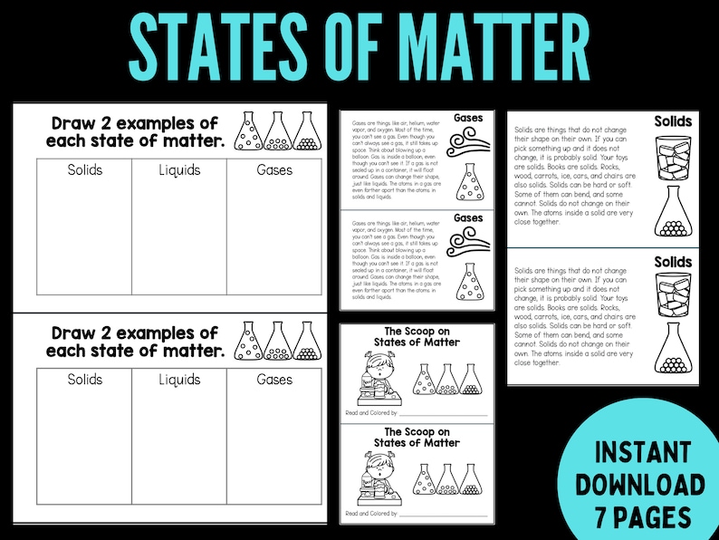 States of Matter Printable Booklets - Etsy