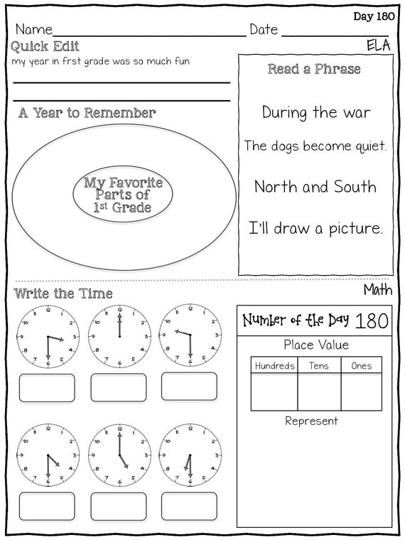 First Grade Morning Math