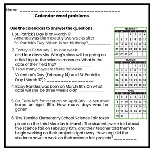 Calendar Worksheets | Weeks, Days, Months, Years Activity Worksheets - Etsy