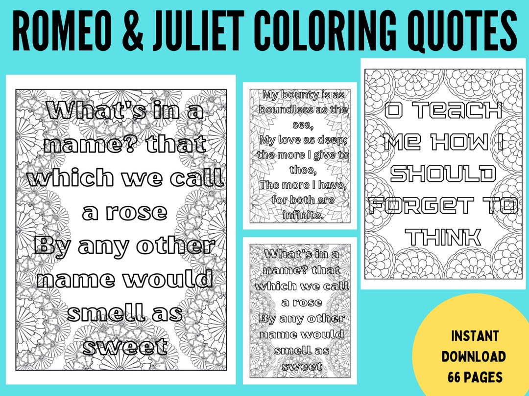 Romeo and Juliet Coloring Quotes - Etsy