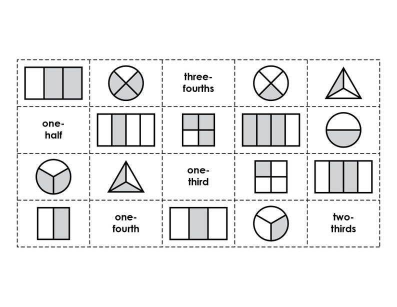 Basic Fractions Worksheets | First to First Grade - Etsy