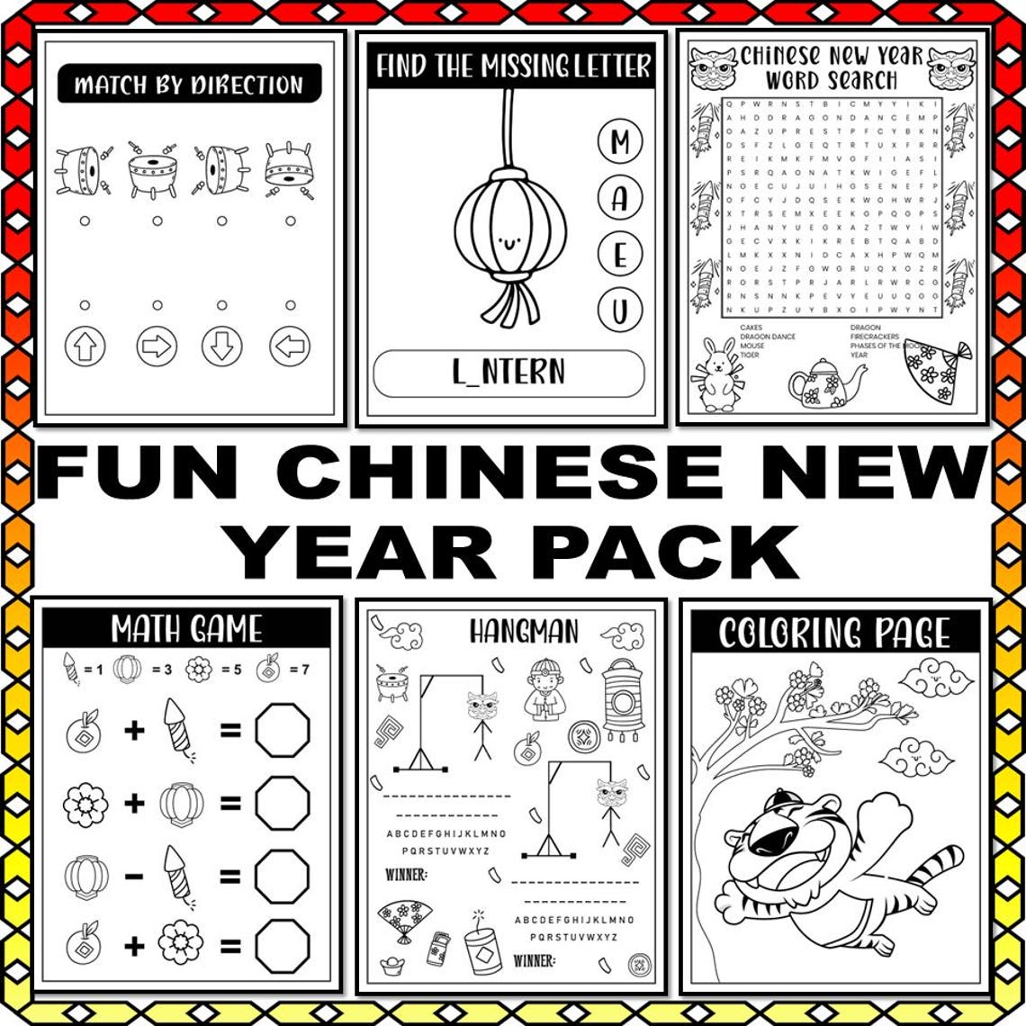 Chinese New Year Printable Activity Worksheets - Etsy