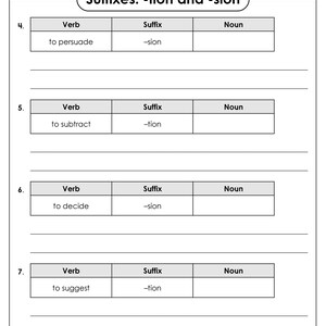 Suffix and Suffix Activity Worksheets - Etsy