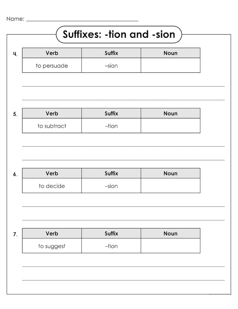 Suffix and Suffix Activity Worksheets - Etsy