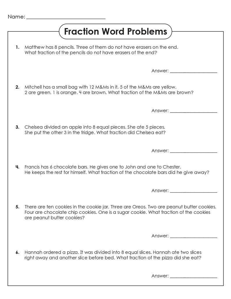 Basic Fractions Worksheets | First to First Grade - Etsy