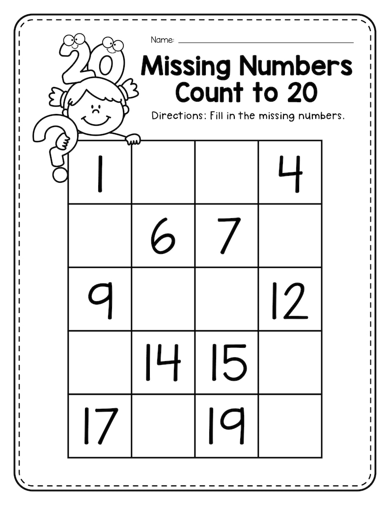 Missing Numbers Worksheets | Counting up to 100 - Etsy