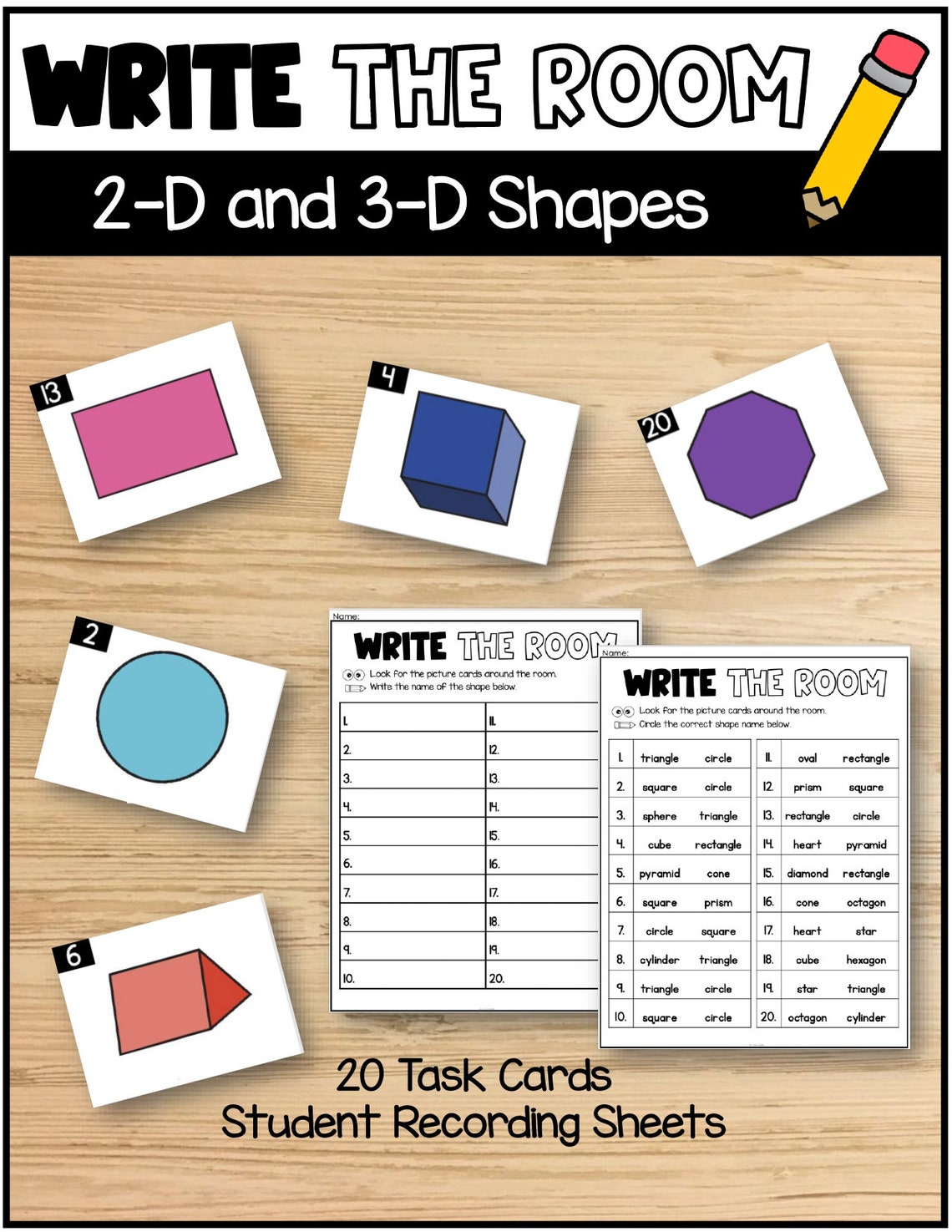 Write the Room Kindergarten Activity | 2D & 3D Shapes - Etsy