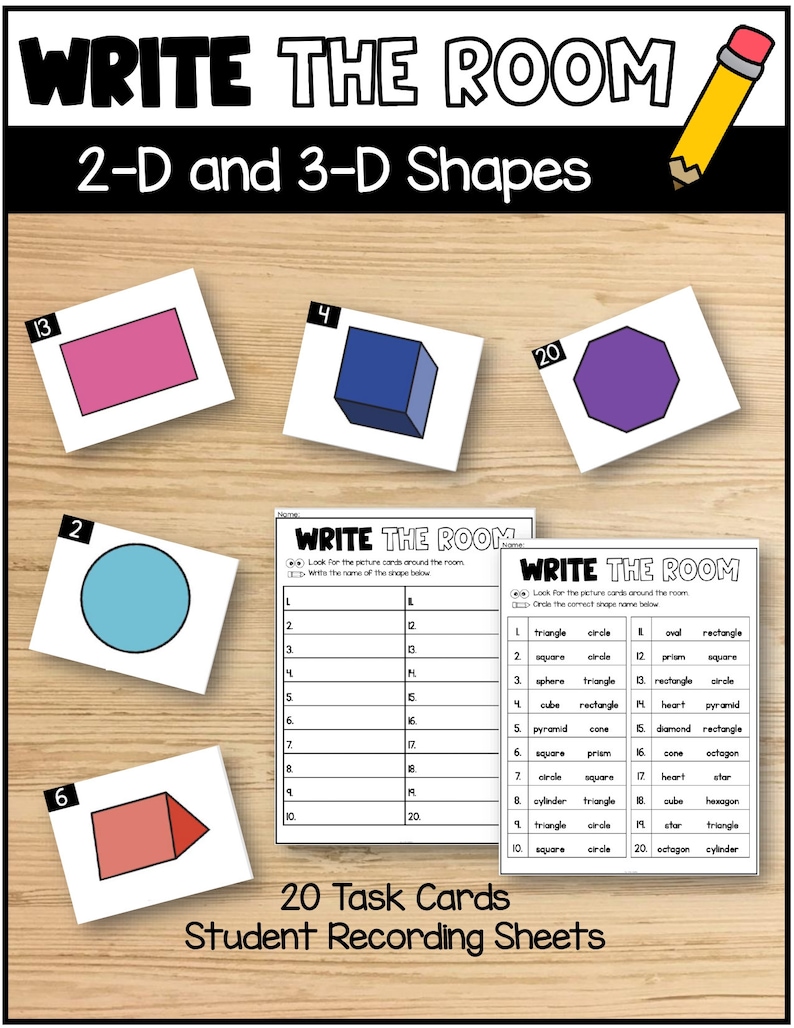 Write the Room Kindergarten Activity | 2D & 3D Shapes - Etsy