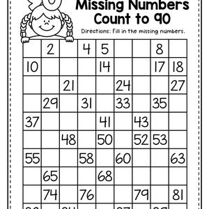 Missing Numbers Worksheets | Counting up to 100 - Etsy