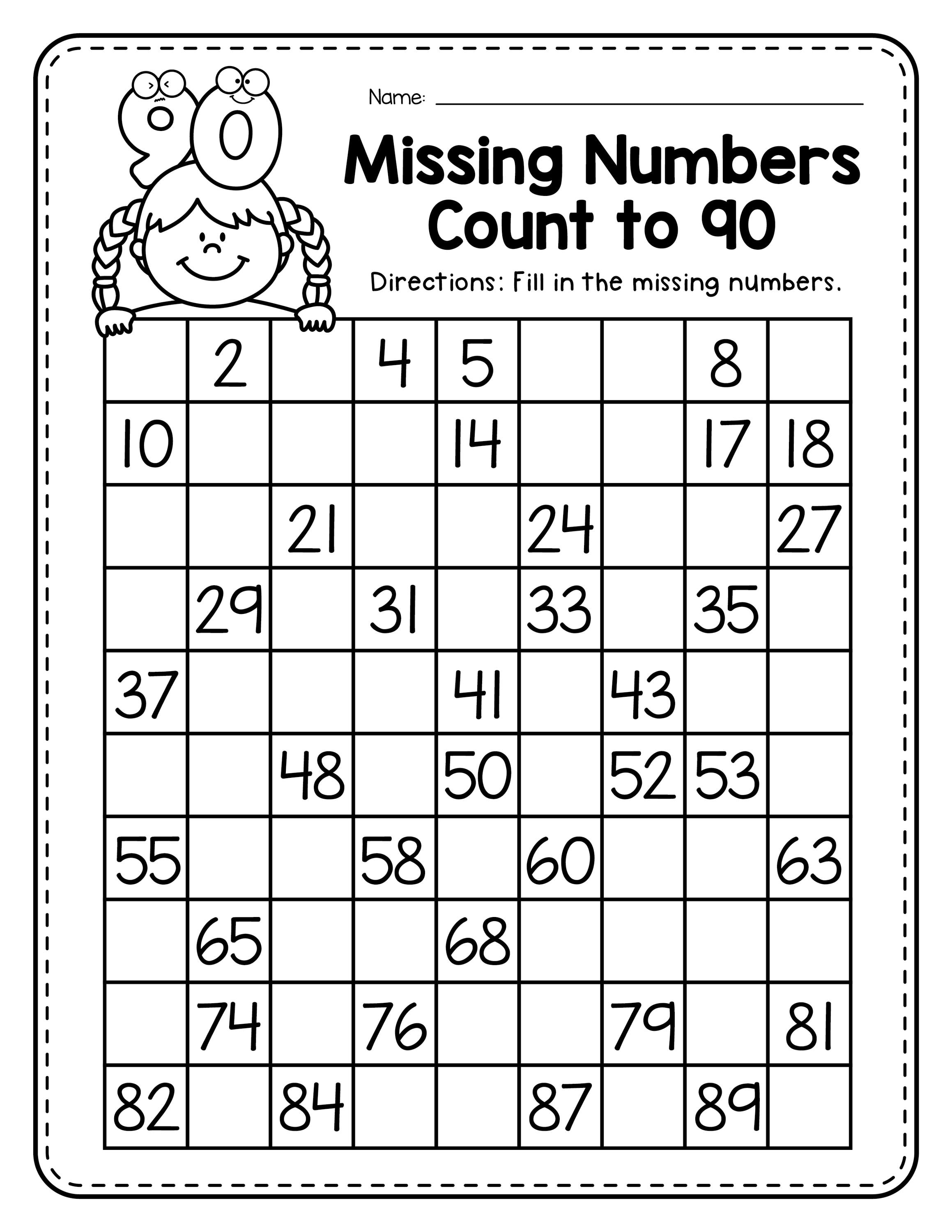 Missing Numbers Worksheets | Counting up to 100 - Etsy