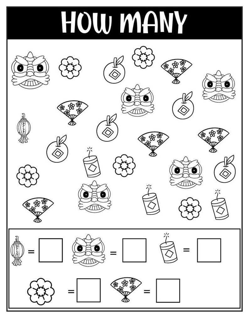 Chinese New Year Printable Activity Worksheets - Etsy