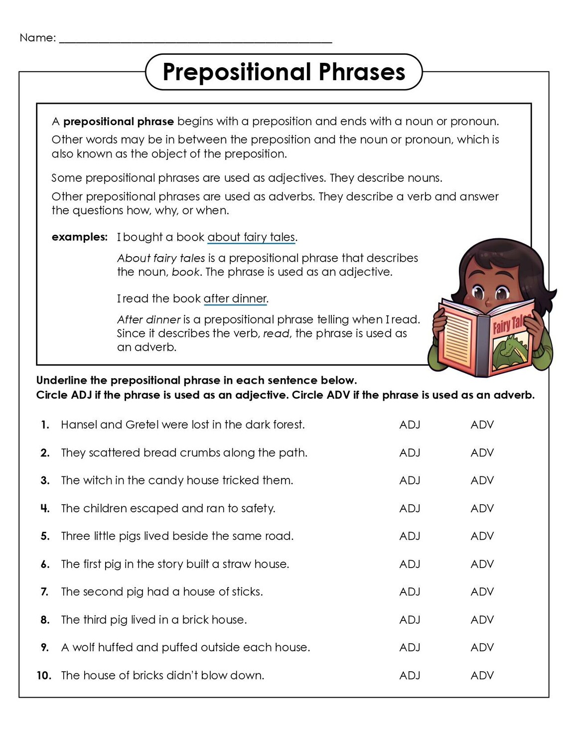 Adverbs Worksheets (PDF) - Etsy