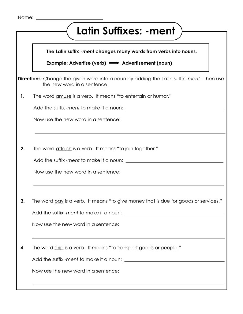 Suffix and Suffix Activity Worksheets - Etsy