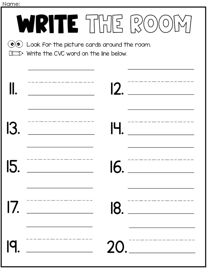 Write the Room Activity for First Grade | CVC Words - Etsy