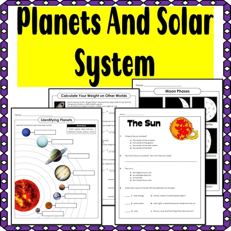 Planets and Solar System Worksheets - Etsy