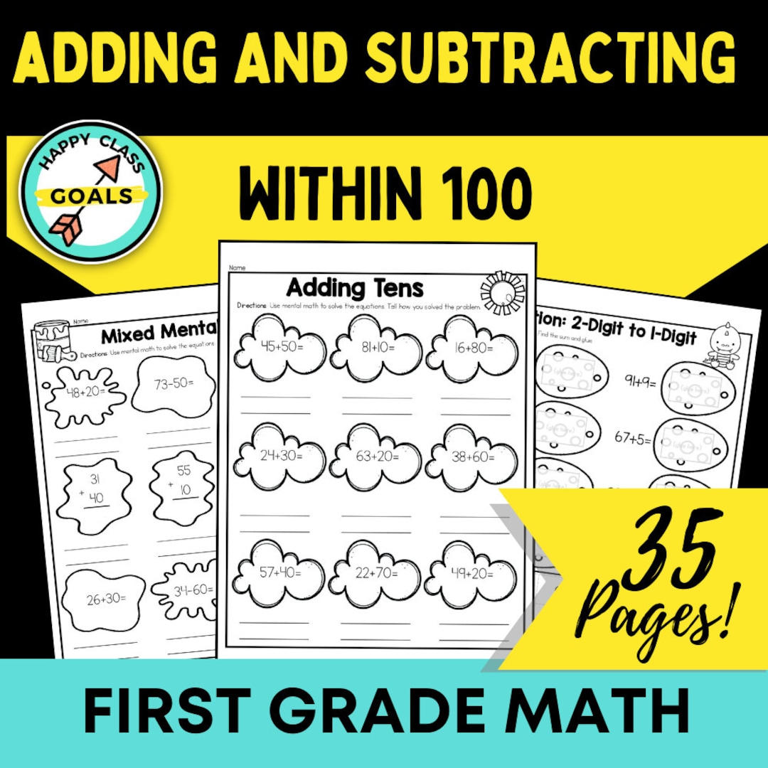 Addition and Subtraction Worksheets for First Grade - Etsy