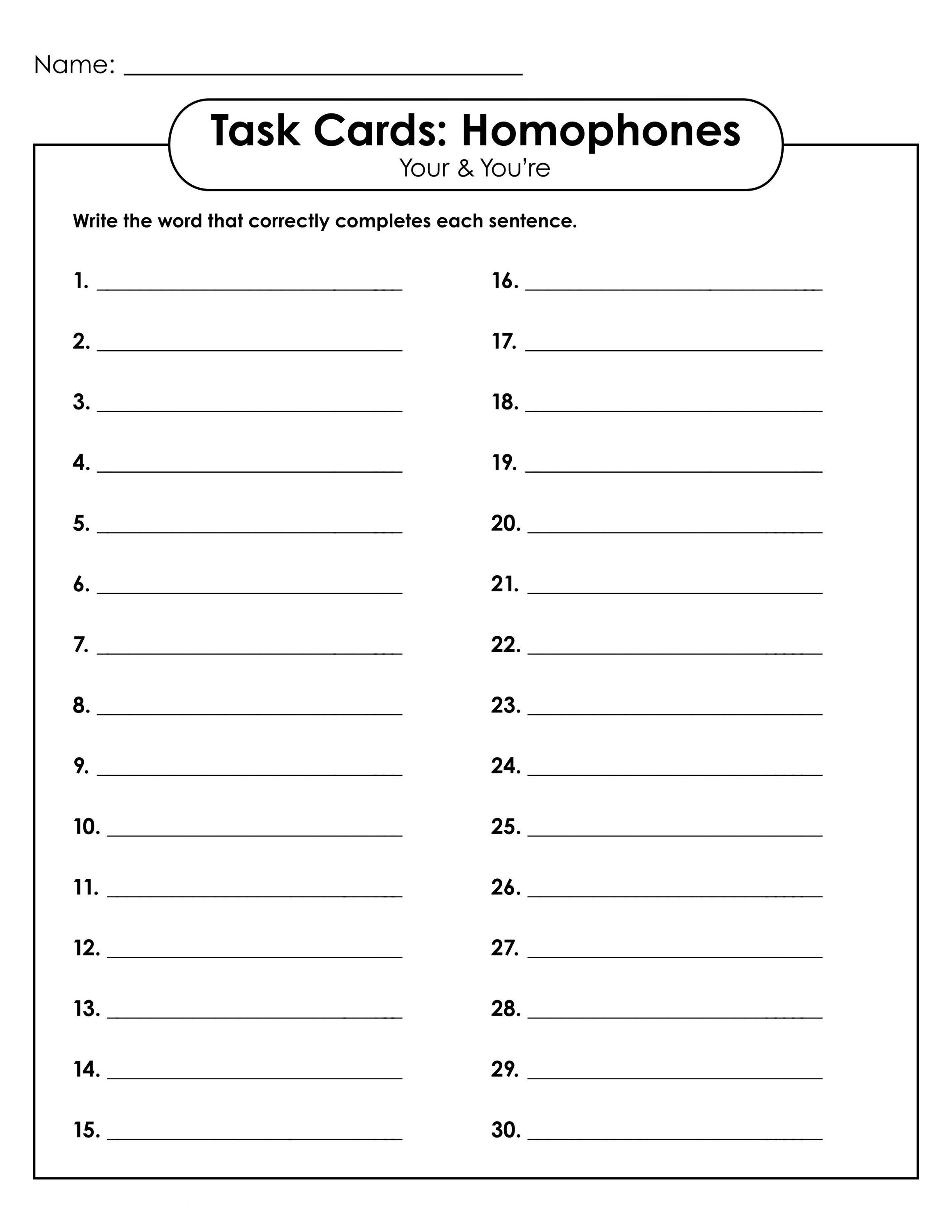 Homophone Worksheets | Grammar Printables - Etsy