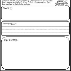 Make a Sentence - Cut and Glue Worksheets for Kindergarten and First ...