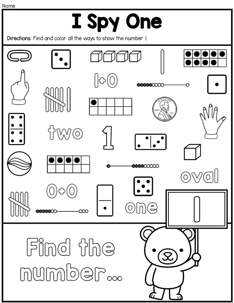 I Spy Math Printable Worksheets for Kids K-2 - Etsy