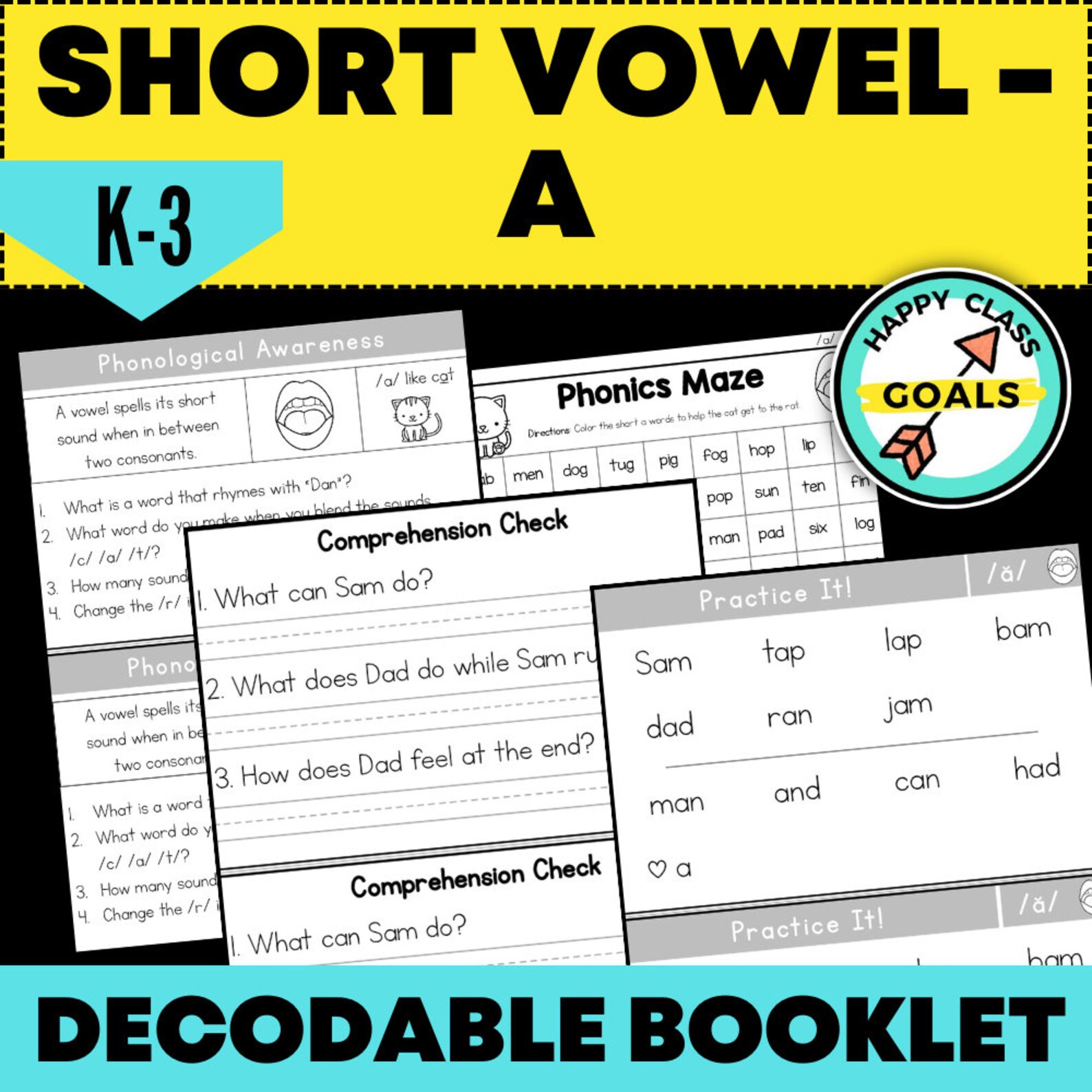 Decodables – Short Vowel A - Phonological Awareness Activities - Etsy