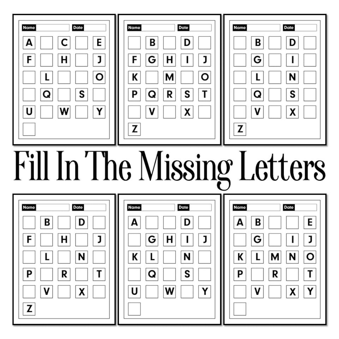 Missing Letters Worksheets | Alphabet Recognition Packet - Etsy