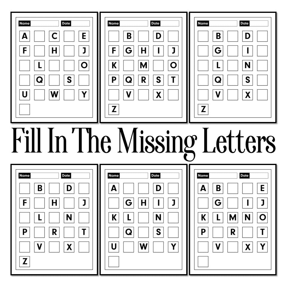 Missing Letters Worksheets | Alphabet Recognition Packet - Etsy