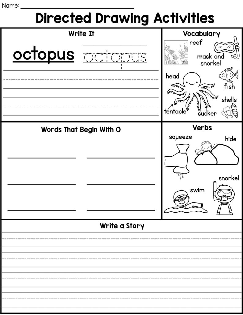 Directed Drawings – Ocean and Vocabulary Activities - Etsy