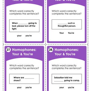 Printable Homophone Worksheets: Classroom Grammar (PDF) - Etsy