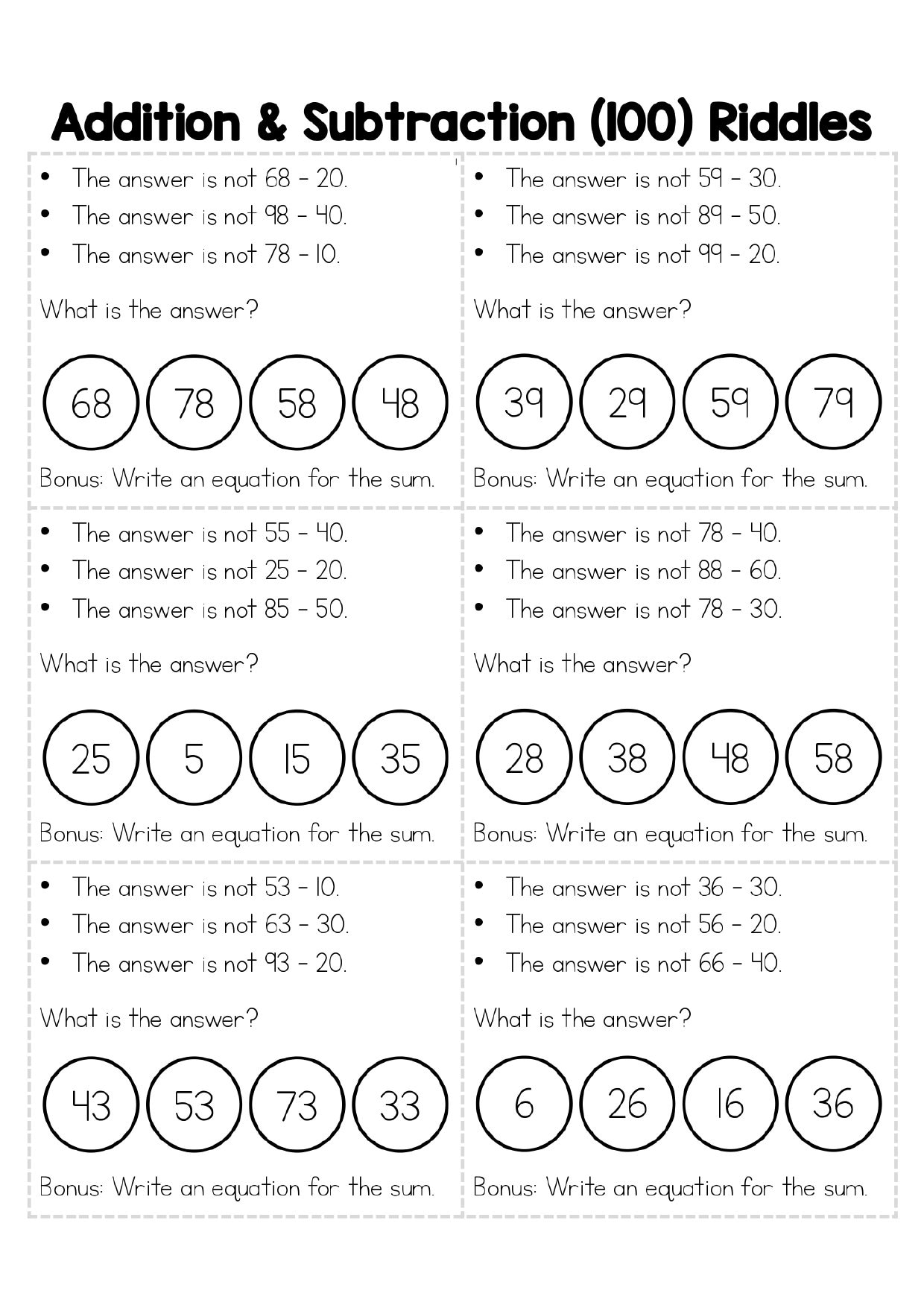 Addition and Subtraction Worksheets for First Grade - Etsy