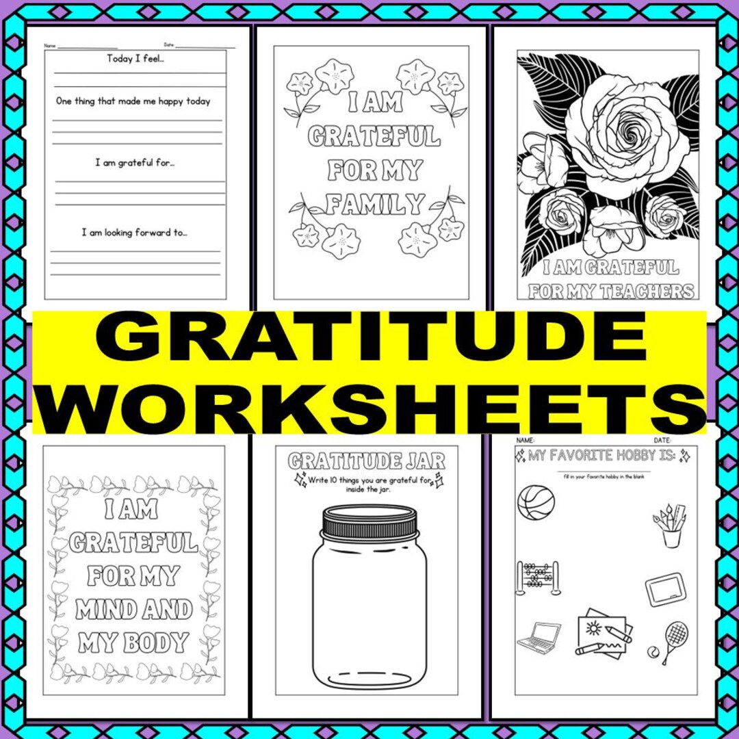 Gratitude Printable Worksheets for Kids - Etsy
